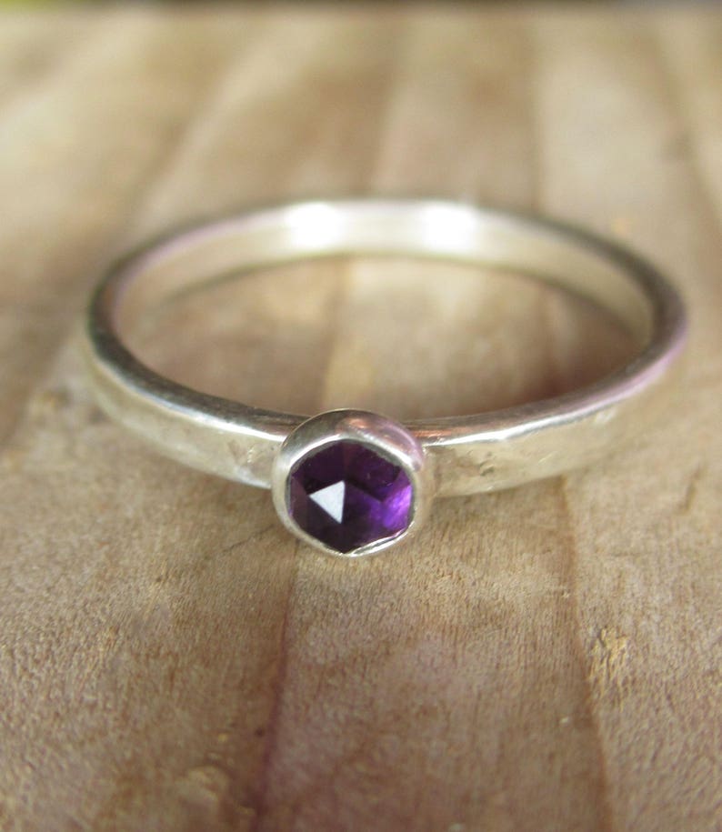 Simple Sterling and Fine Silver Deep Purple Amethyst Ring - Etsy