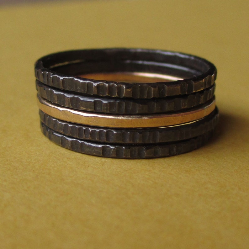 Tiny Stoneless Stackers Set of 4 Sterling Silver Stacking | Etsy