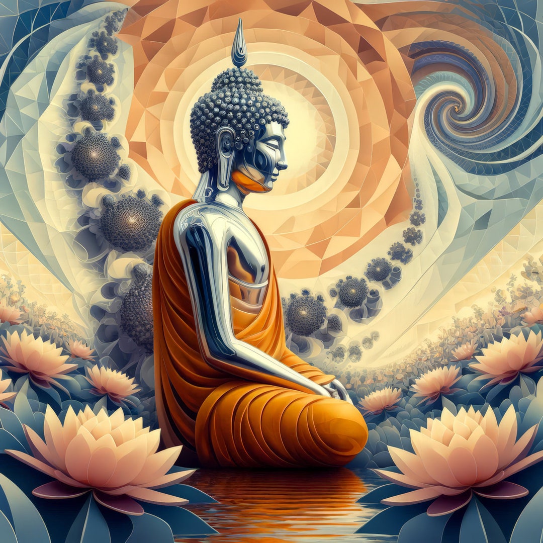 Metallic Buddha Lotus Garden Art: Urban Zen Decor (digital Download) - Etsy