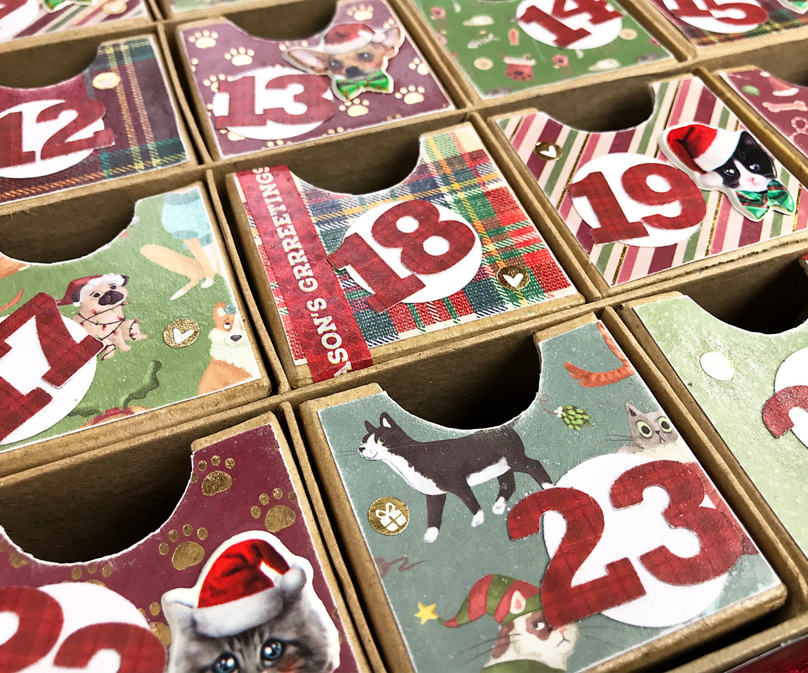 Dogs & Cats Advent Calendar, Handmade, Canine, Feline, Holiday, Pets ...