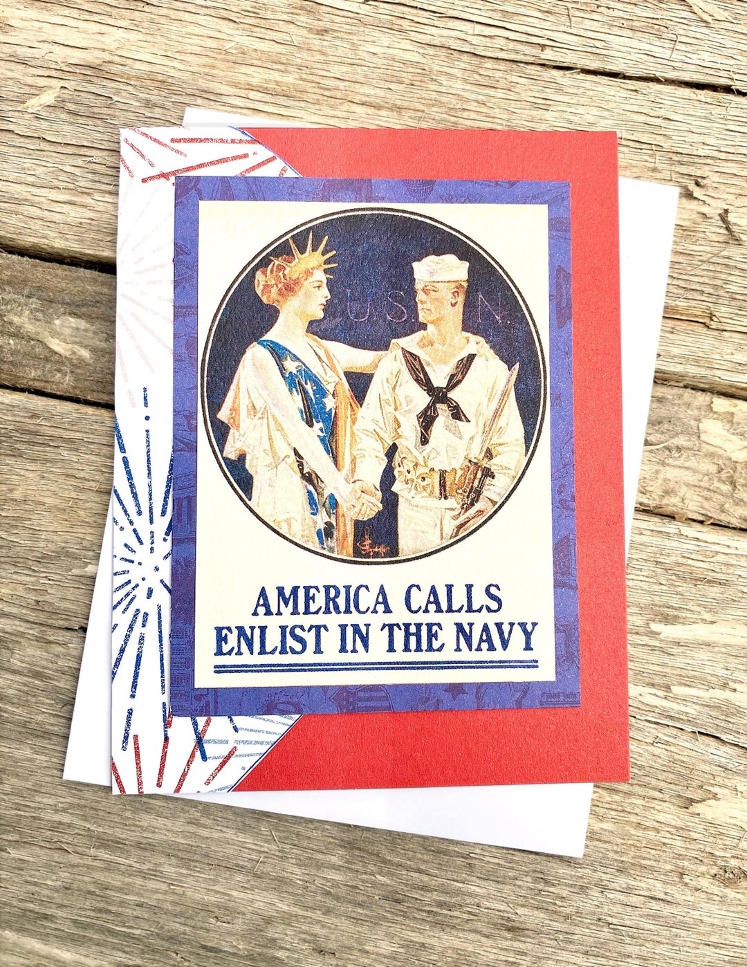 America Calls Enlist in the Navy Note Card, Sailor, WWI, USA, Vintage ...