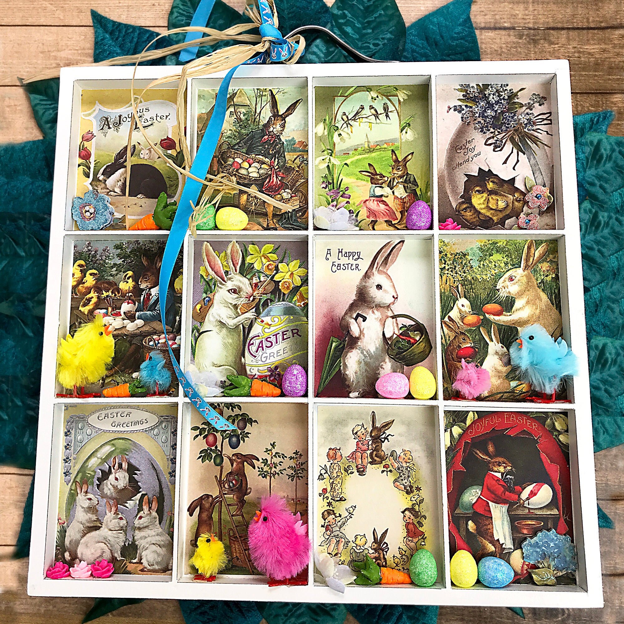 Sweet Vintage Style Easter Shadow Box, Home Decor, Spring, Easter Bunny ...