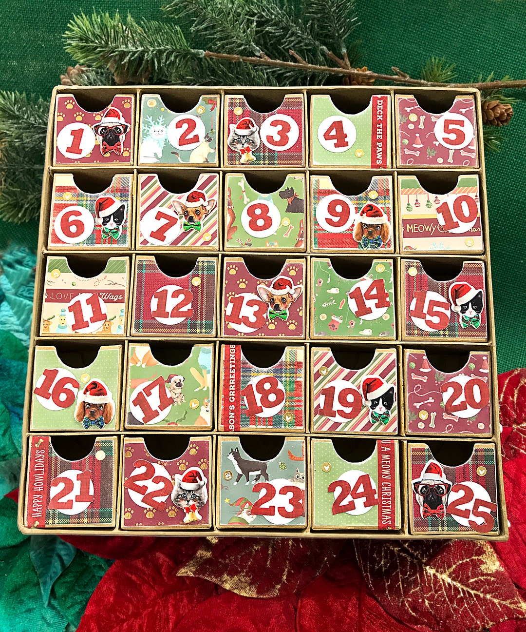 Dogs & Cats Advent Calendar, Handmade, Canine, Feline, Holiday, Pets ...