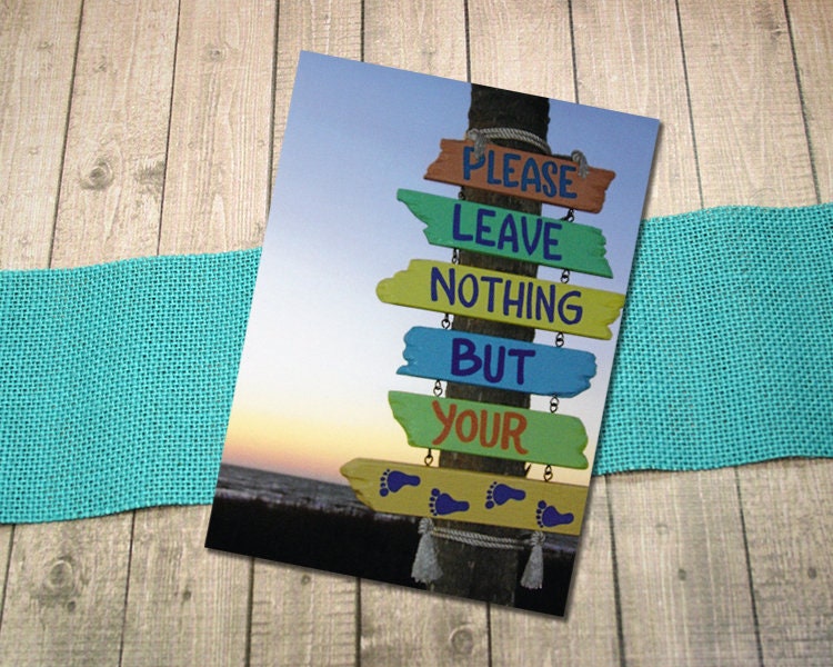 Please Leave Nothing but Your Footprints Fine Art Photography Postcard ...