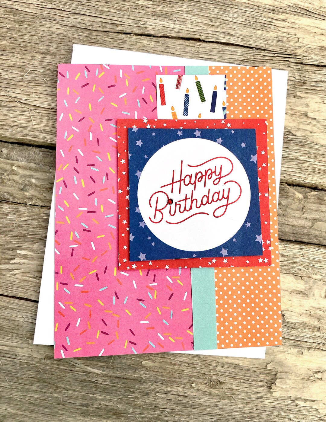 Happy Birthday Note Card, Candles, Stars, Multi Color, Celebrate ...