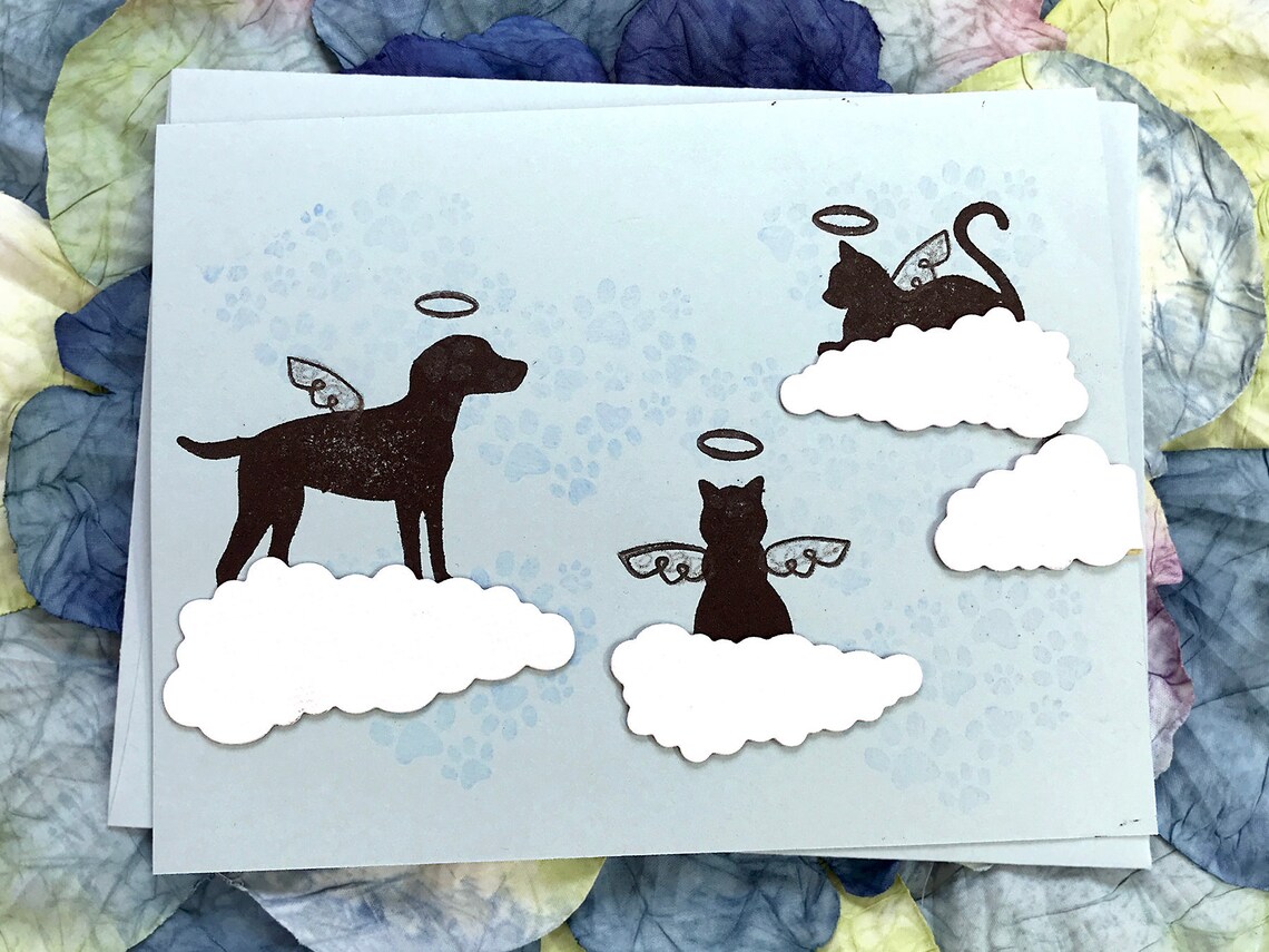 Loss of Furry Friend With 4 Clouds Greeting, Note Card, Sympathy ...