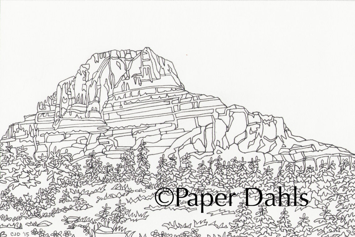Glacier National Park Handdrawn Adult Coloring Page, Logan Pass ...