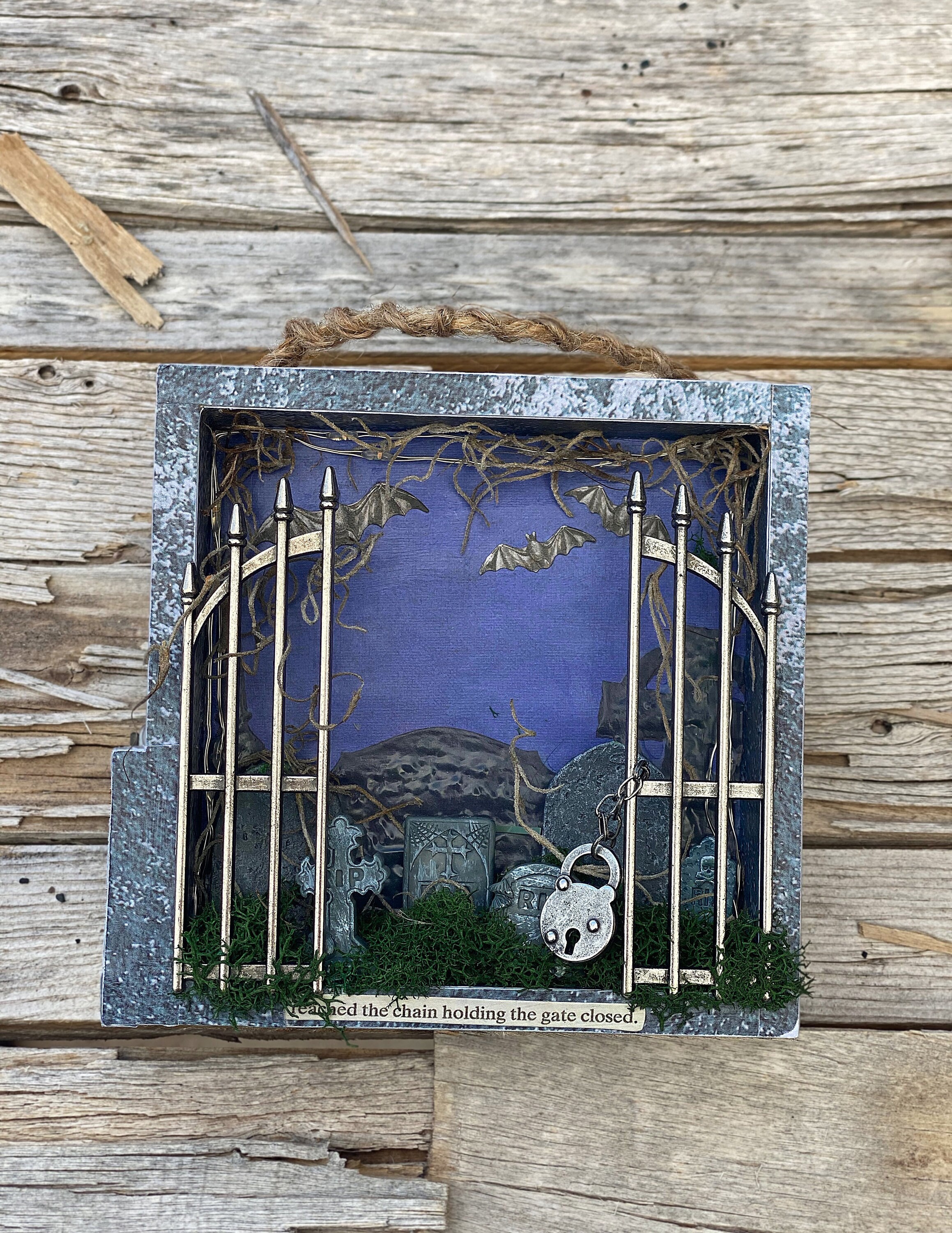 Purple LED Gated Graveyard Diorama, Interactive, Moonlight, Gravestone ...