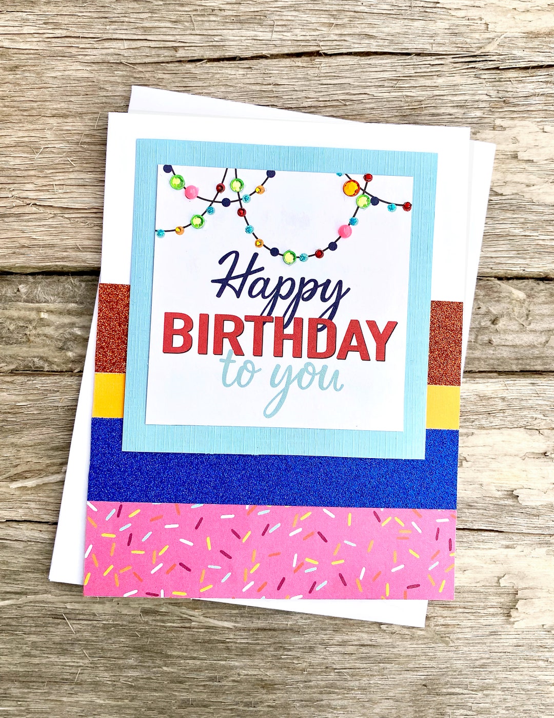 Happy Birthday to You Rhinestone Banner Note Card, Multi Color ...