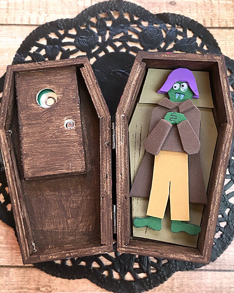 Scary Halloween Coffin With Creepy Vampire Creature Inside, Decor ...