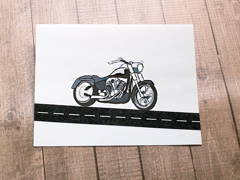 V-twin Motorcycle Note Card, Biker Art Illustration - Etsy