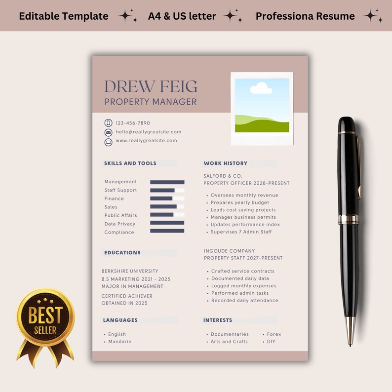 Modern and Professional Resume Template With a Sleek Design to Help You ...