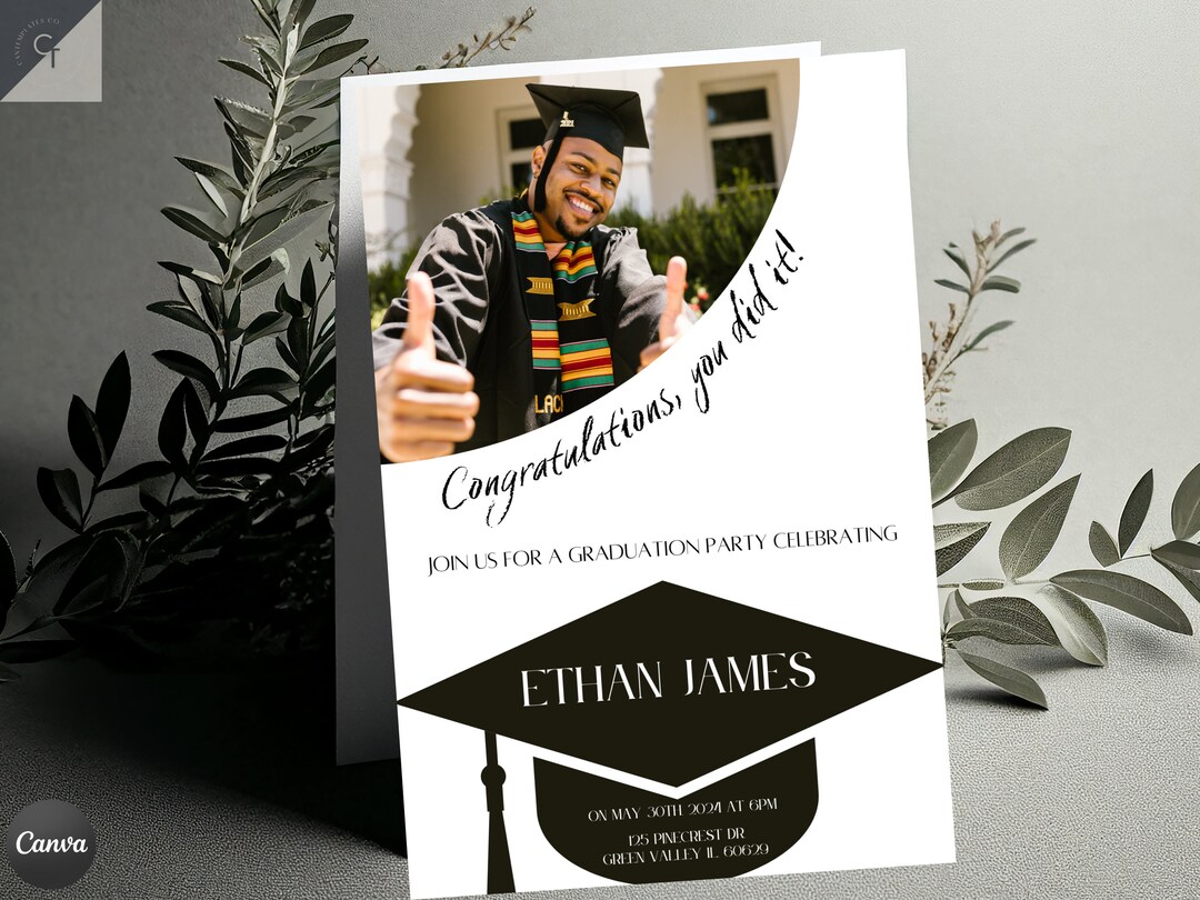 Modern Guy Graduation Announcement Party Invite Graduation Class of ...