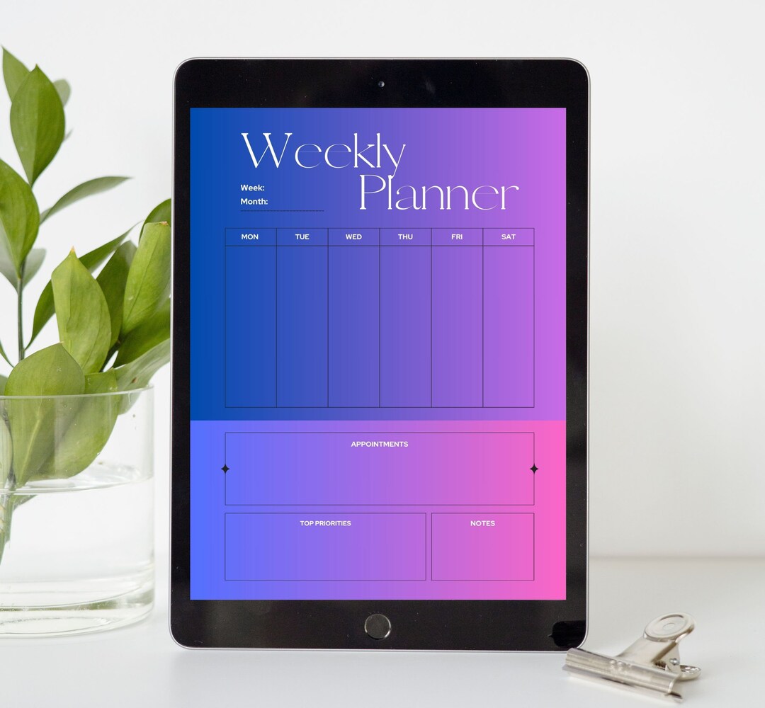 Purple AURA Weekly Printable Planner, Instant Download, Minimalist ...