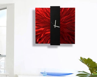 Red Wall Clock - Etsy