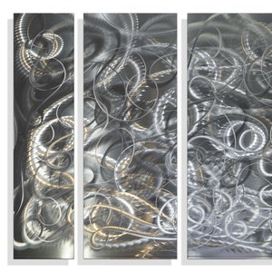Silver Painting Large Contemporary Metal Wall Art Modern - Etsy