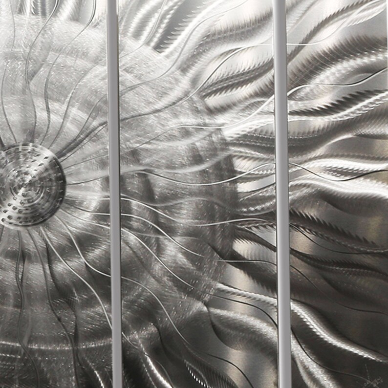 Metal Wall Art Large Artwork Silver Painting Indoor Outdoor | Etsy