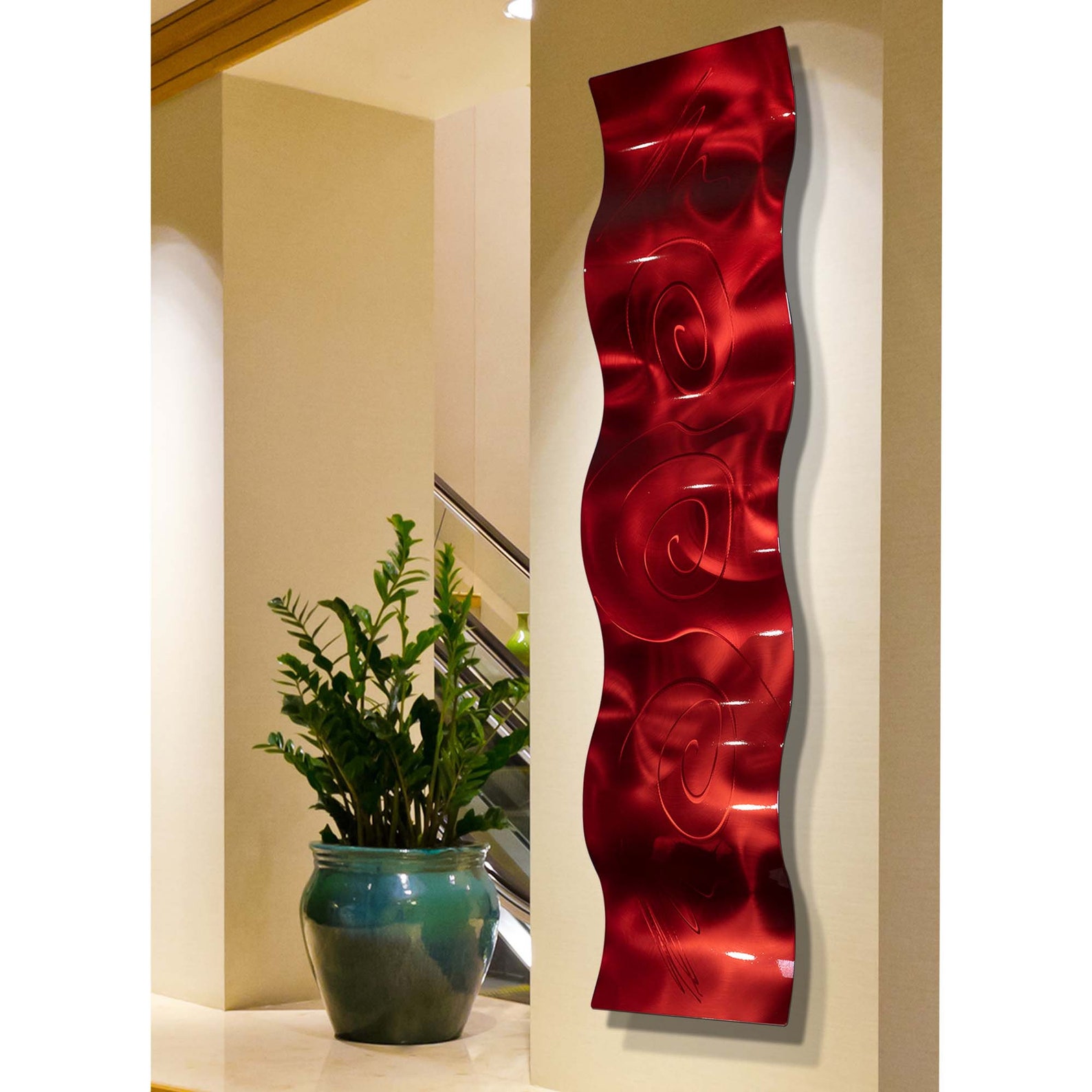 Red Metal Wall Sculpture Modern Metal Accent Abstract Indoor - Etsy