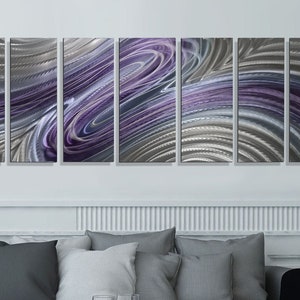 Silver & Purple Metal Wall Art Multi Panel Wall Art Abstract - Etsy