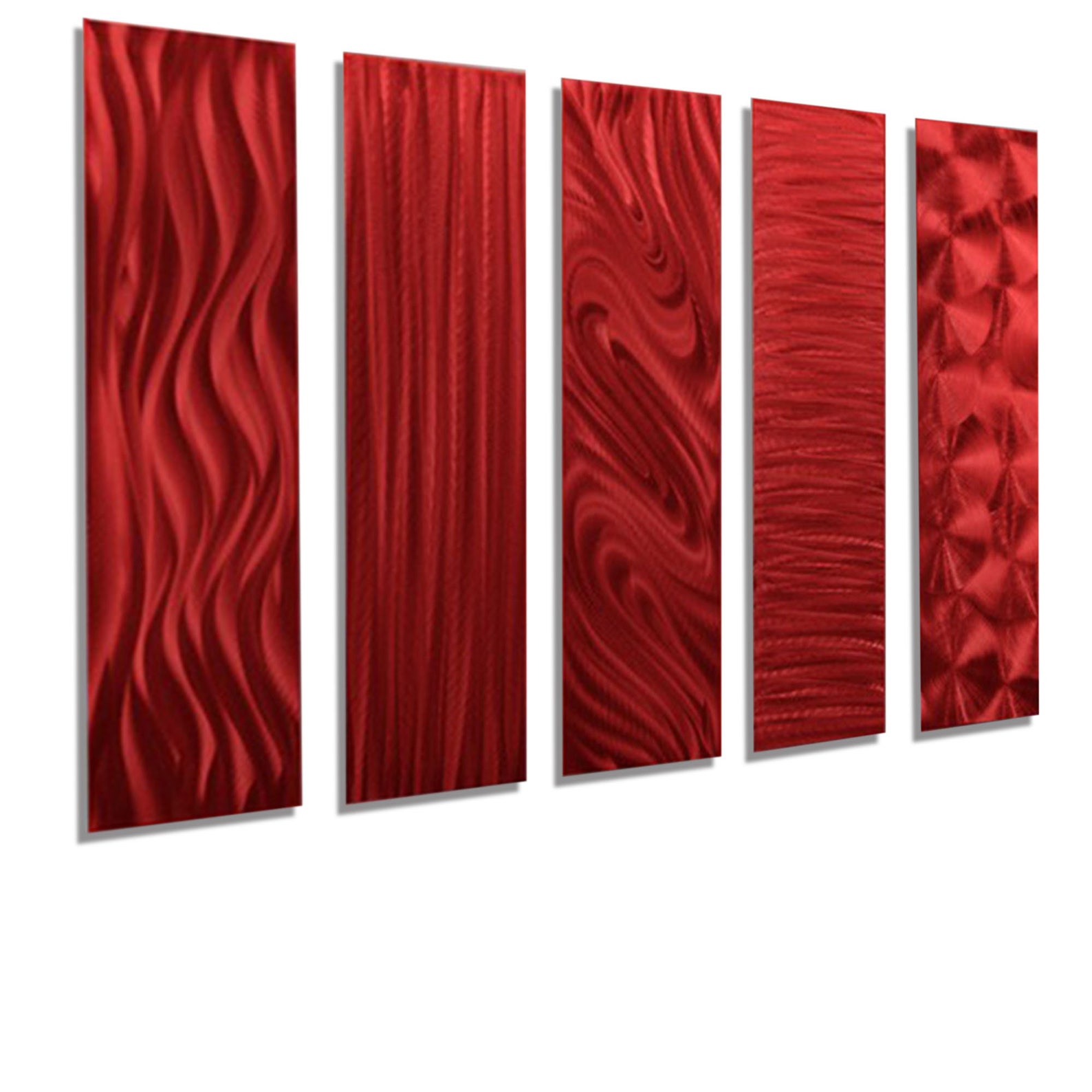 Red Metal Wall Art Multi Panel Wall Art Home Decor Set of 5 Abstract ...