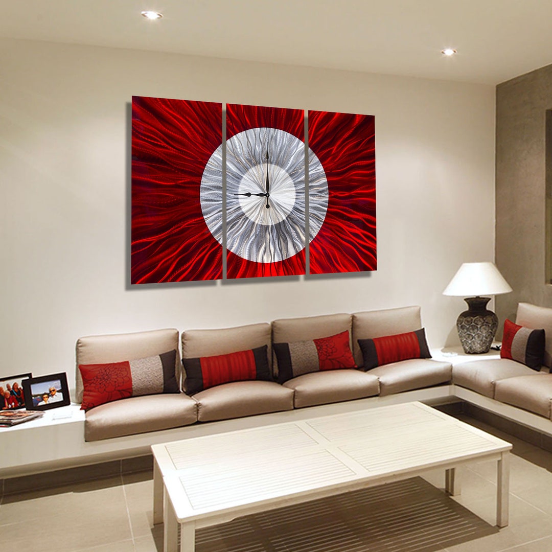 Large Metal Wall Clock Abstract Functional Art Modern - Etsy