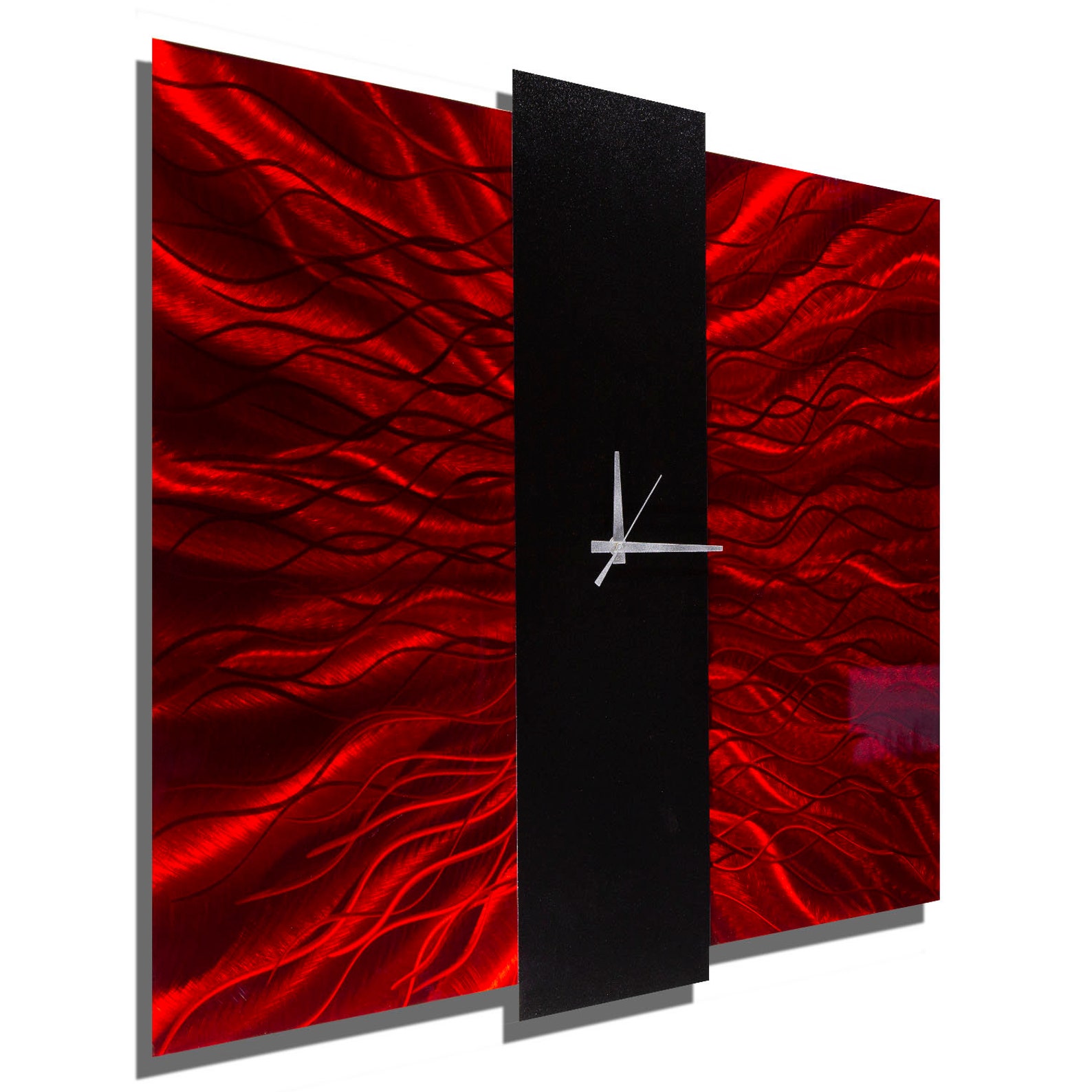 Red & Black Metal Wall Clock Abstract Functional Art - Etsy