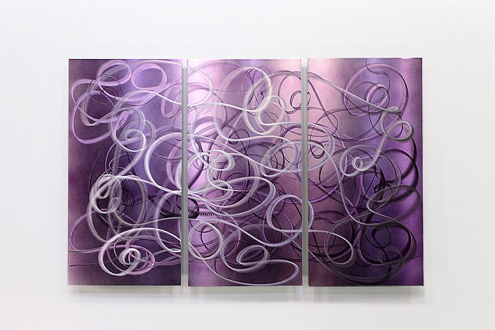 Purple Abstract Metal Wall Art Modern Metal Painting Home | Etsy