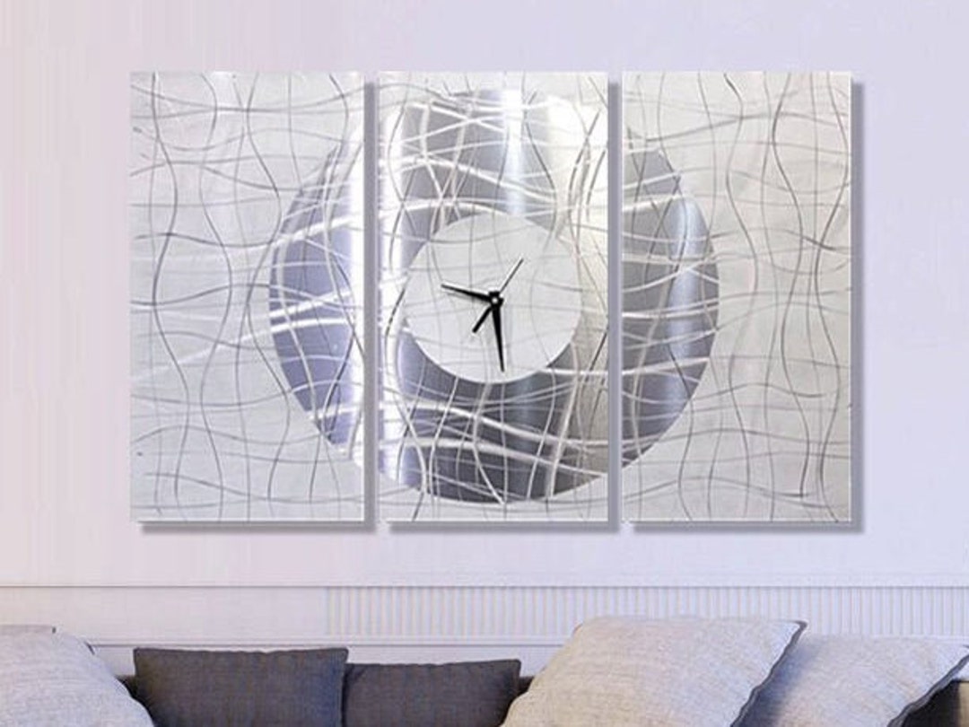 Large Metal Wall Clock Abstract Functional Art Modern Metal Art Hanging ...