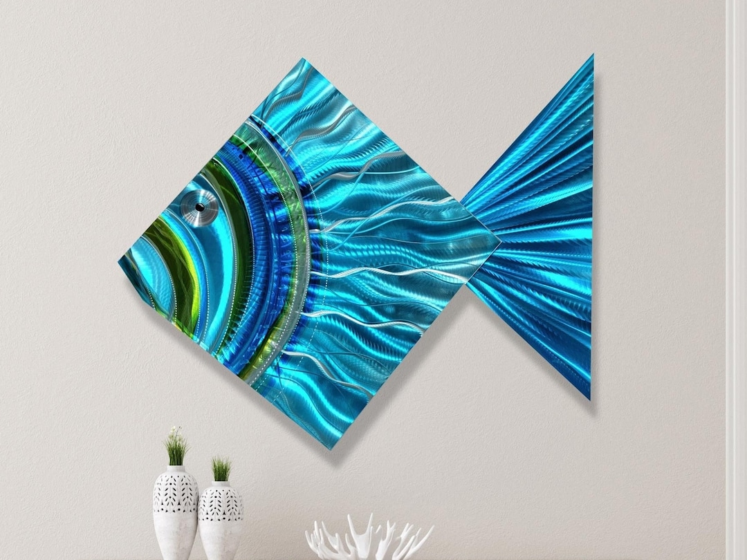 Large Tropical Metal Wall Art Fish, Modern Metal Painting, Abstract ...