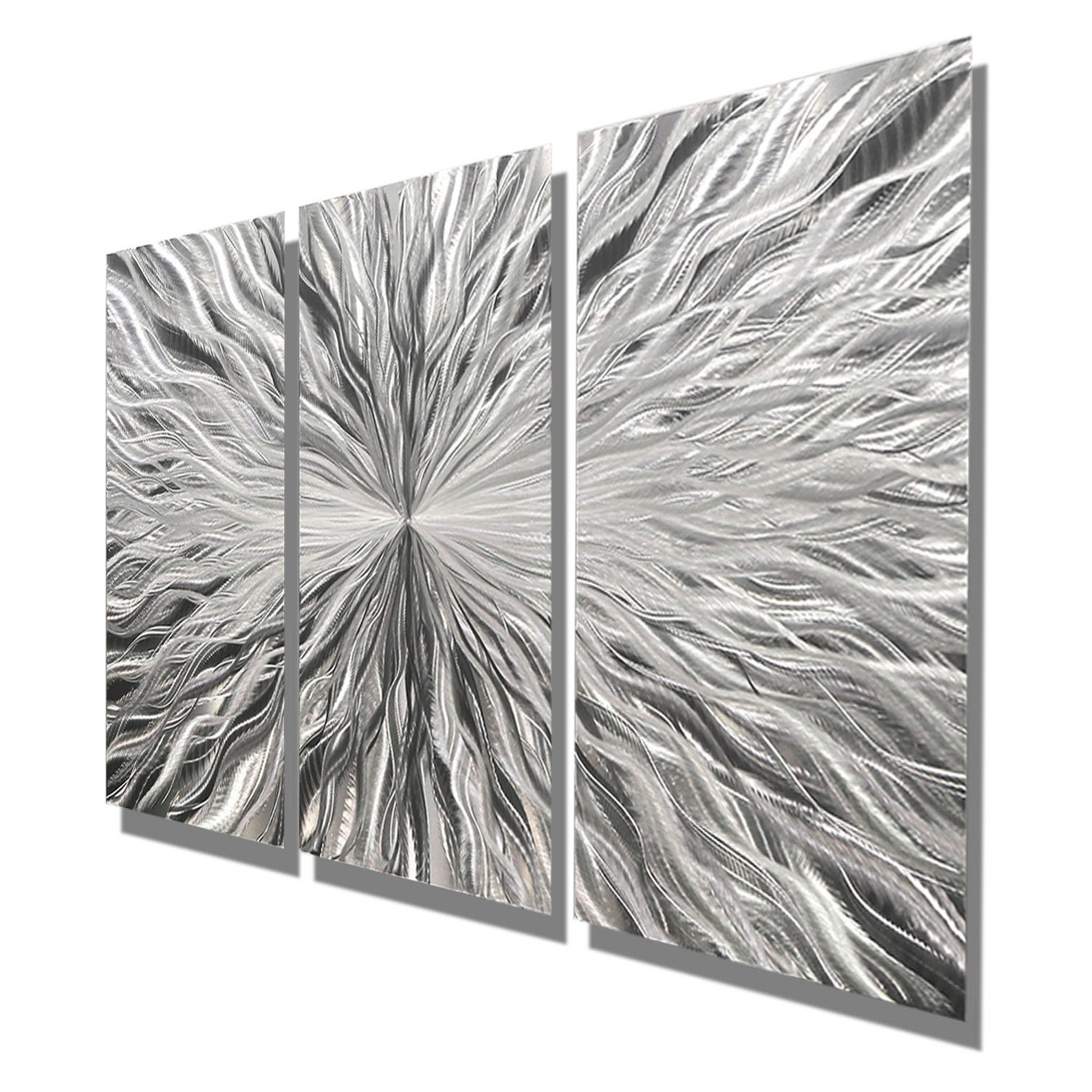 Minimalist Art Silver Metal Wall Sculpture Triptych - Etsy
