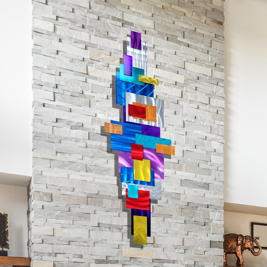 Colorful Metal Wall Art, Large Geometric Art, Abstract 3D Wall ...