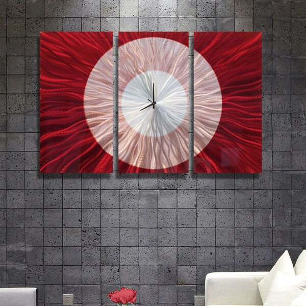 Red Wall Clock - Etsy