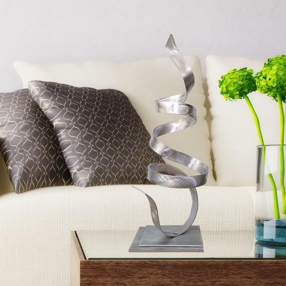 Small Metal Sculpture Modern Centerpiece Indoor Outdoor Art | Etsy