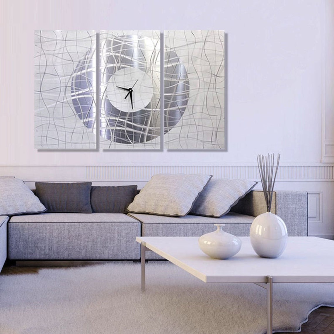 Large Metal Wall Clock Abstract Functional Art Modern - Etsy