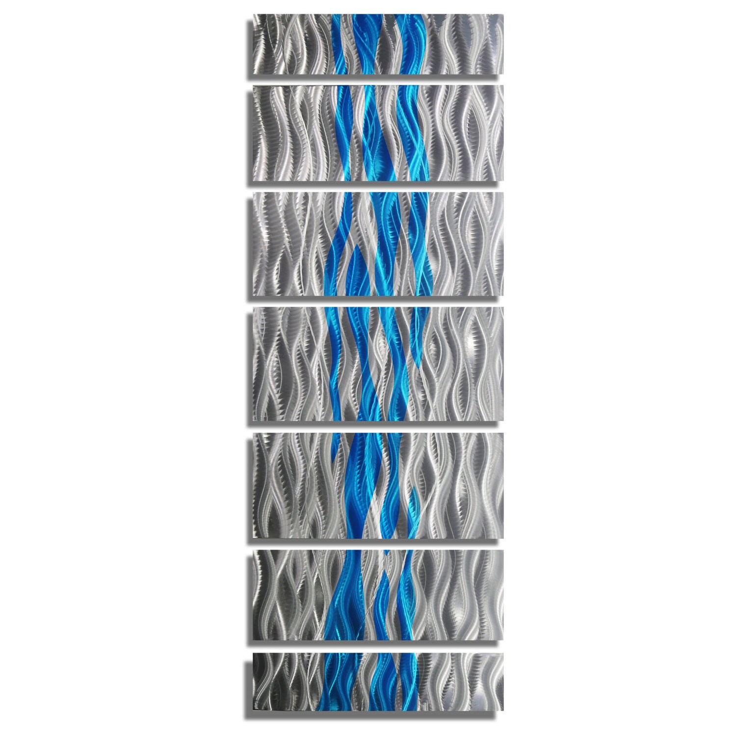 Silver & Blue Metal Wall Art Multi Panel Wall Art Abstract - Etsy