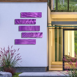 Purple Metal Wall Art - Multi Panel Wall Art - Home Decor Set of 5 ...