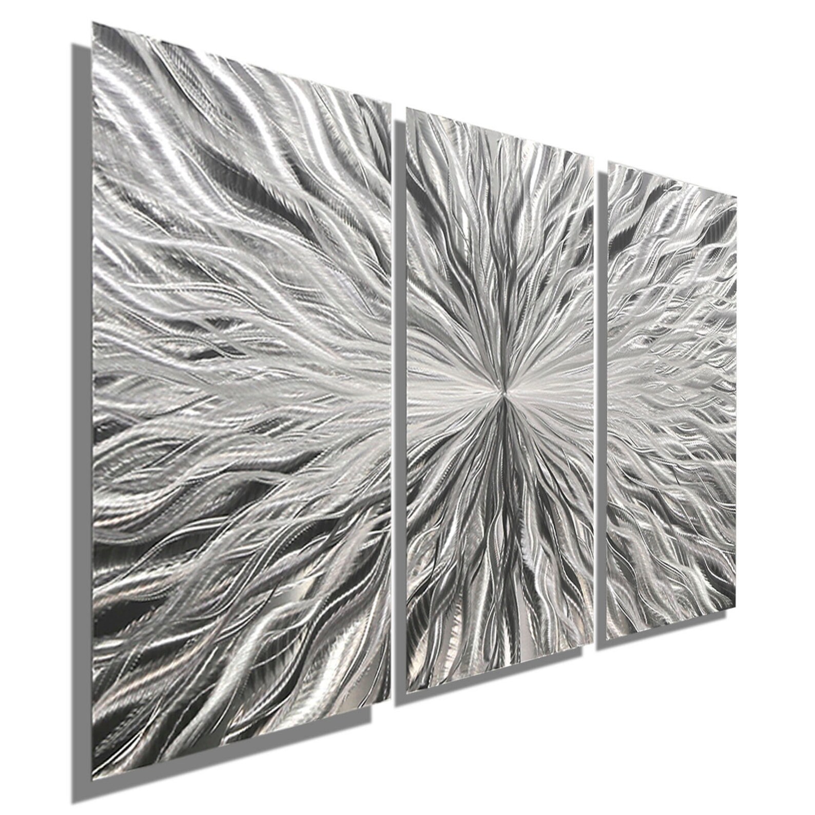 Minimalist Art Silver Metal Wall Sculpture Triptych - Etsy
