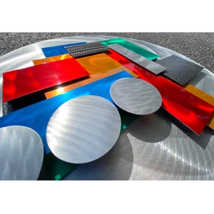 Multi-color & Silver 3D Abstract Metal Wall Sculpture 21 Round Modern ...