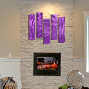 Purple Metal Wall Art - Multi Panel Wall Art - Home Decor Set of 5 ...