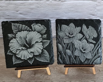 Slate Flower Coasters, Coaster Set, Mother's Day Gift, Birthday Gift ...