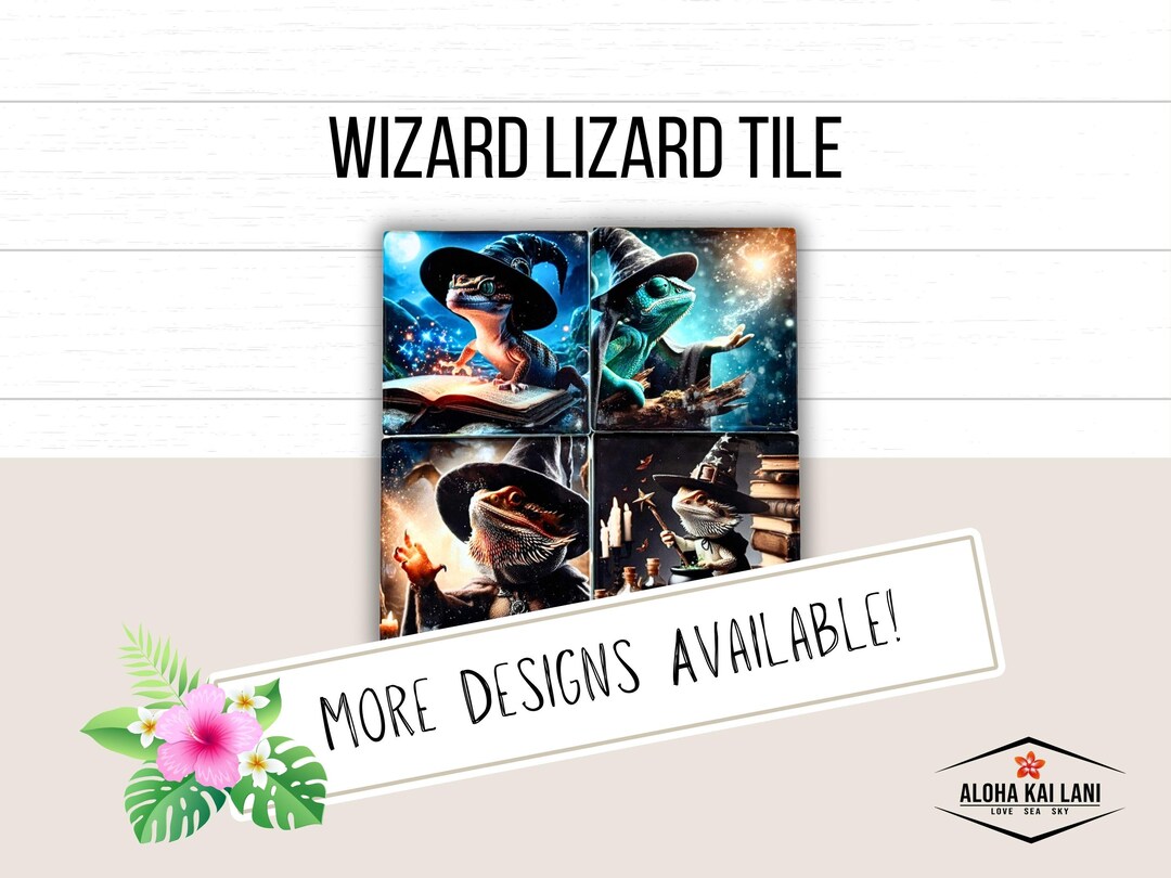 Wizard Lizard Tile Ceramic Glass Coasters Home Decor - Customization ...
