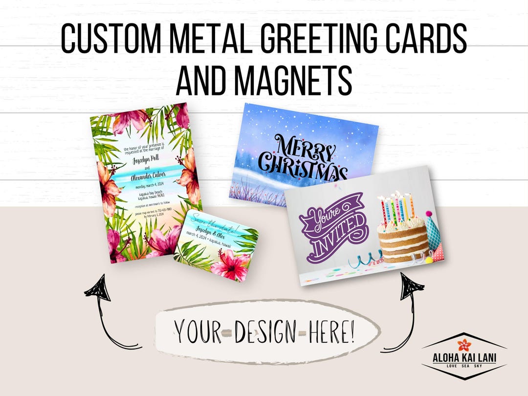Custom Greeting Cards Metal Aluminum Birthday Christmas Wedding ...