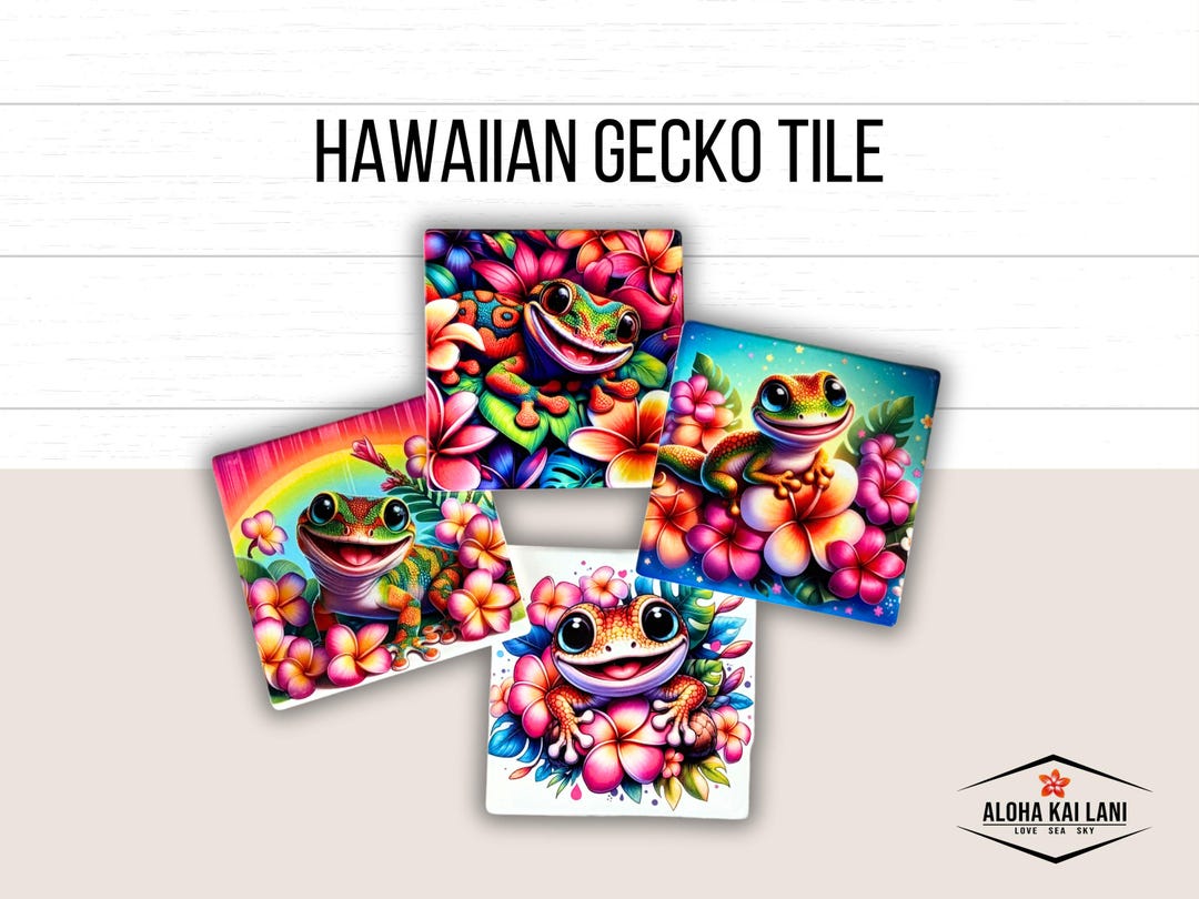 Hawaiian Gecko Tile Ceramic Glass Coasters Home Decor - Customization ...