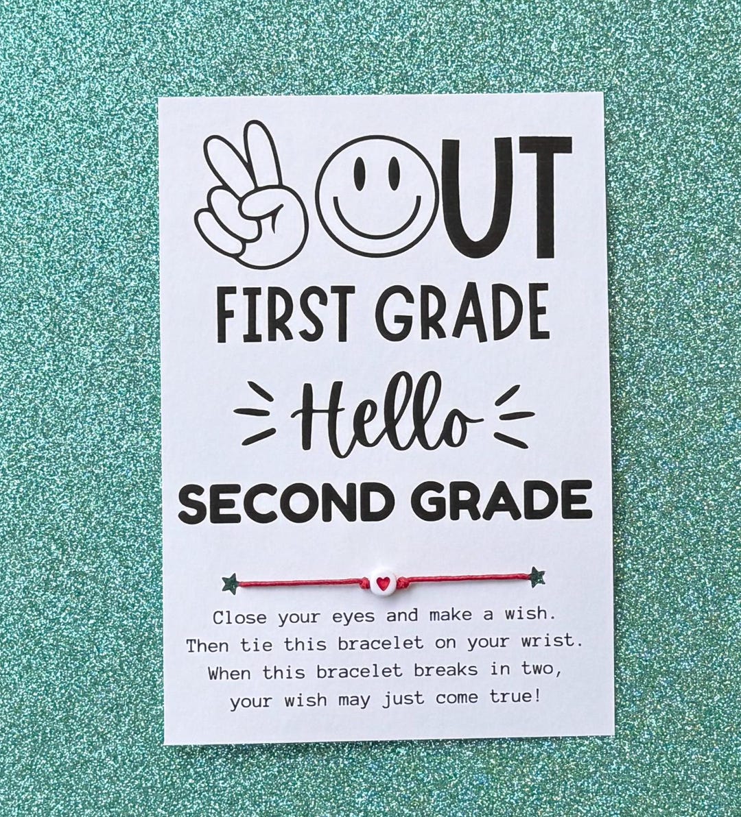 Peace Out First Grade Hello Second Grade, Wish Bracelet, 2nd Grade Gift ...