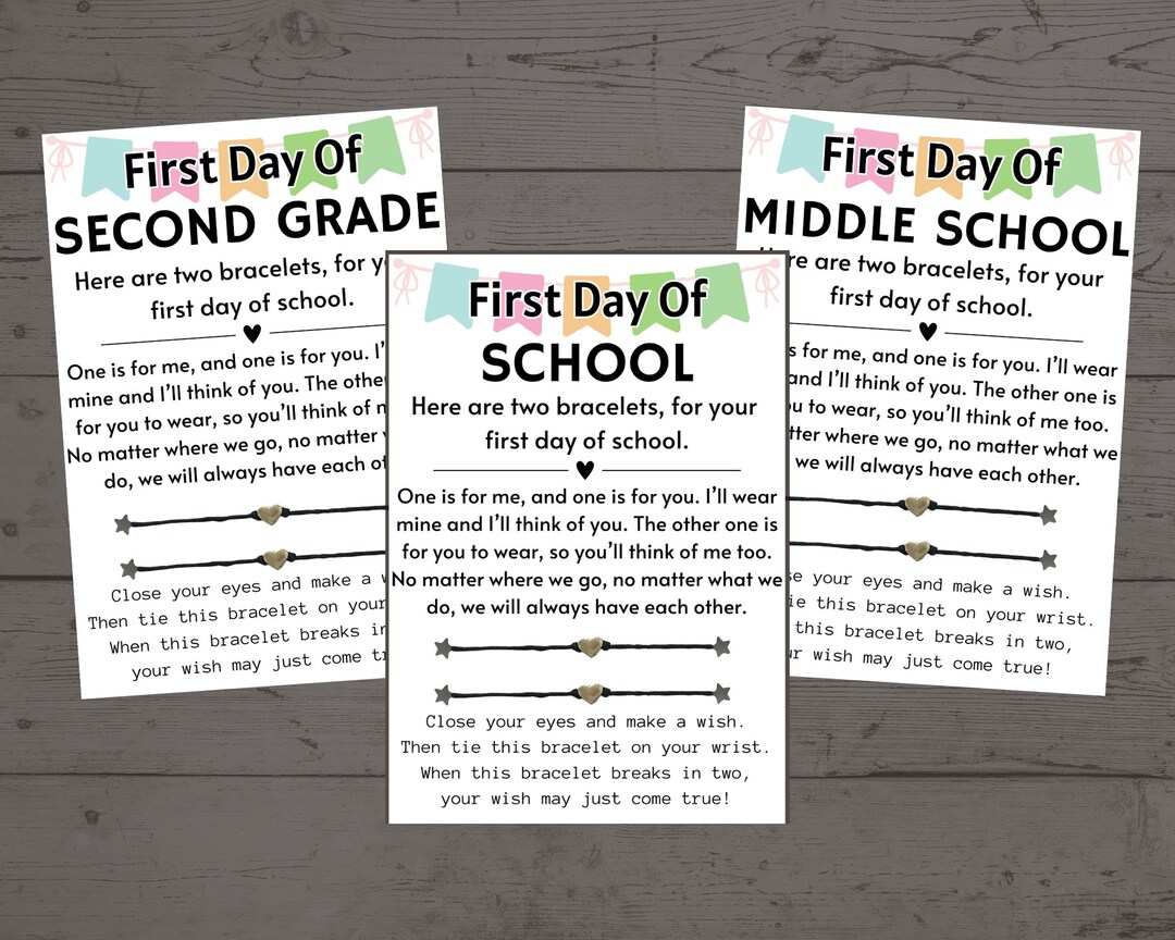 First Day of School/grade, Mommy & Me Bracelets, Wish Bracelets, First ...