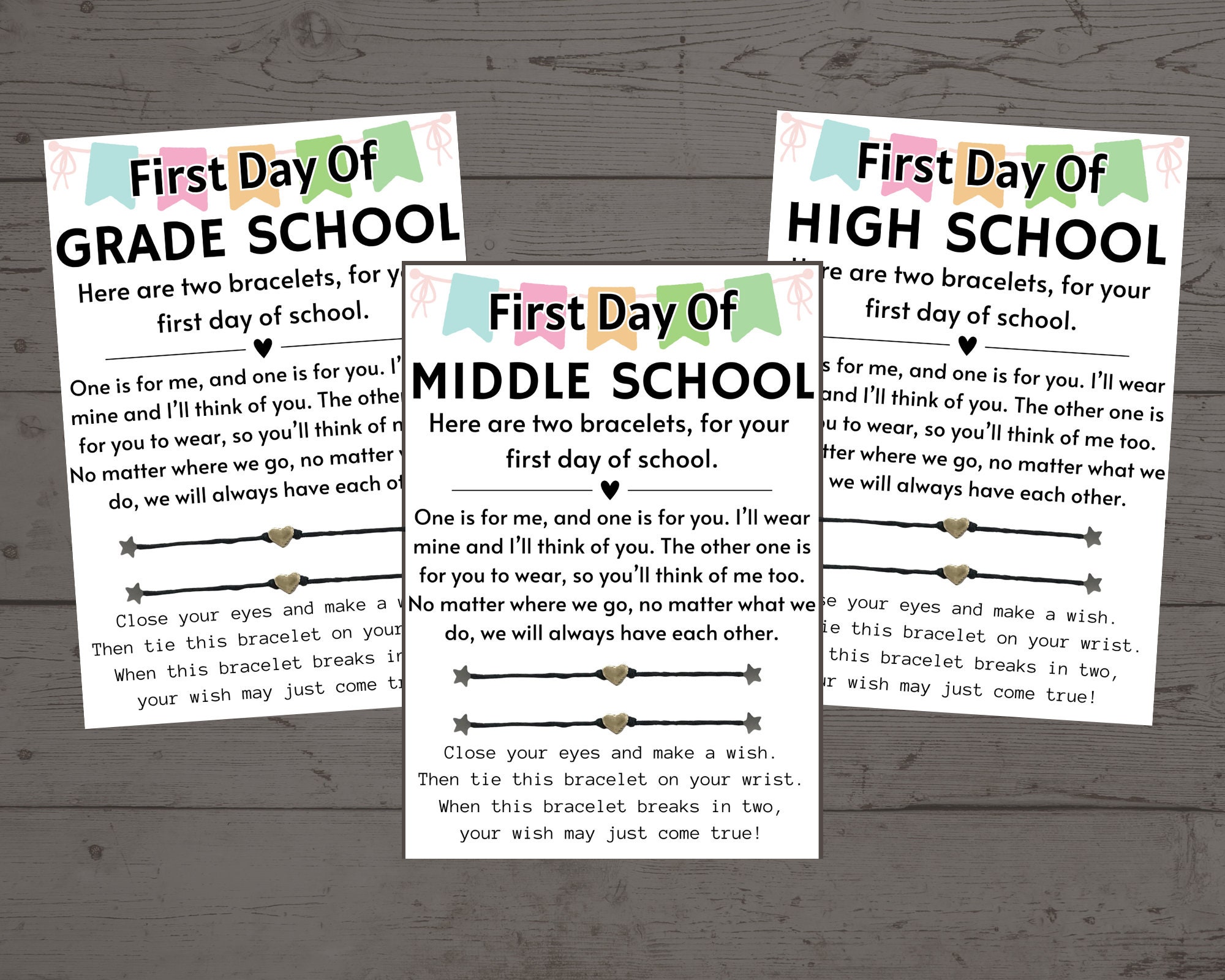 First Day of School/grade, Mommy & Me Bracelets, Wish Bracelets, First ...