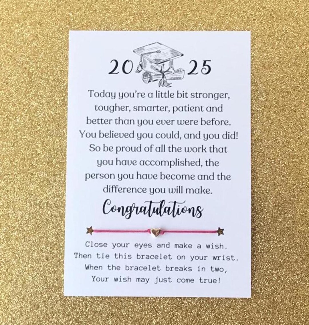 Graduate Graduation Card, Wish Bracelet, Graduation Gift, Graduating ...
