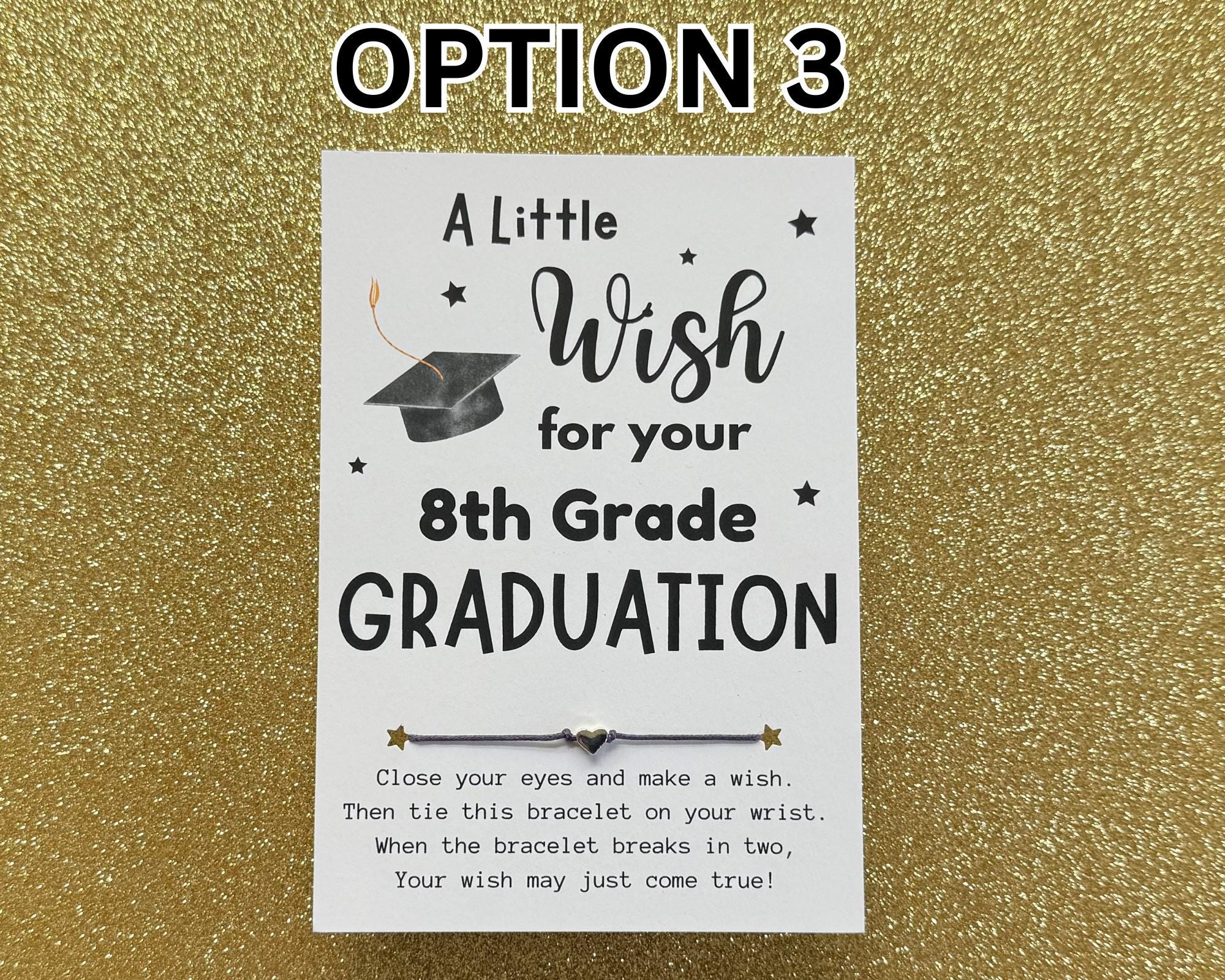 8th Grade Graduation Card, Wish Bracelet, 8th Grade Graduate Gift, 8th ...
