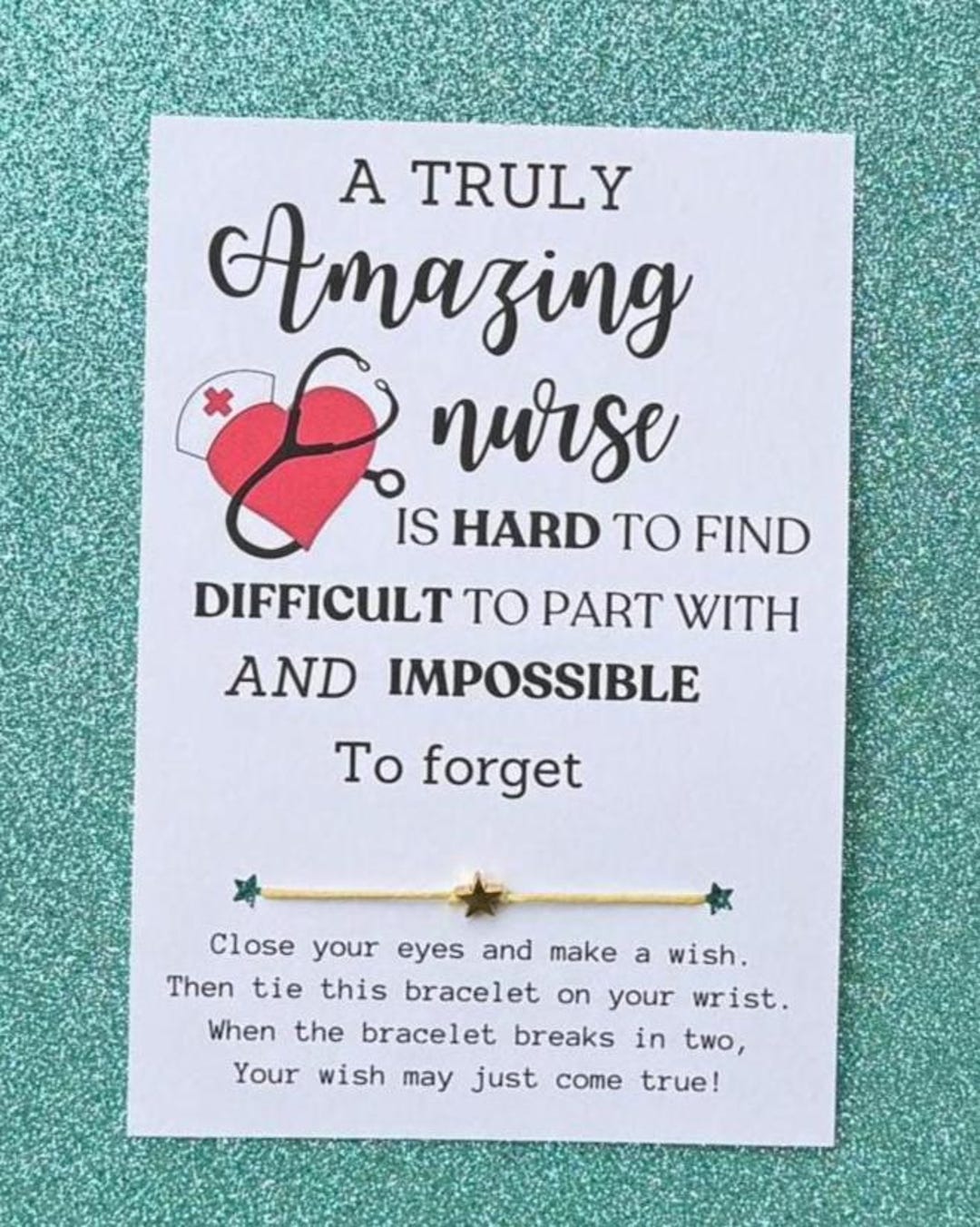 Nurse Thank You Card, Wish Bracelet, Nurses Appreciation Day Gift ...