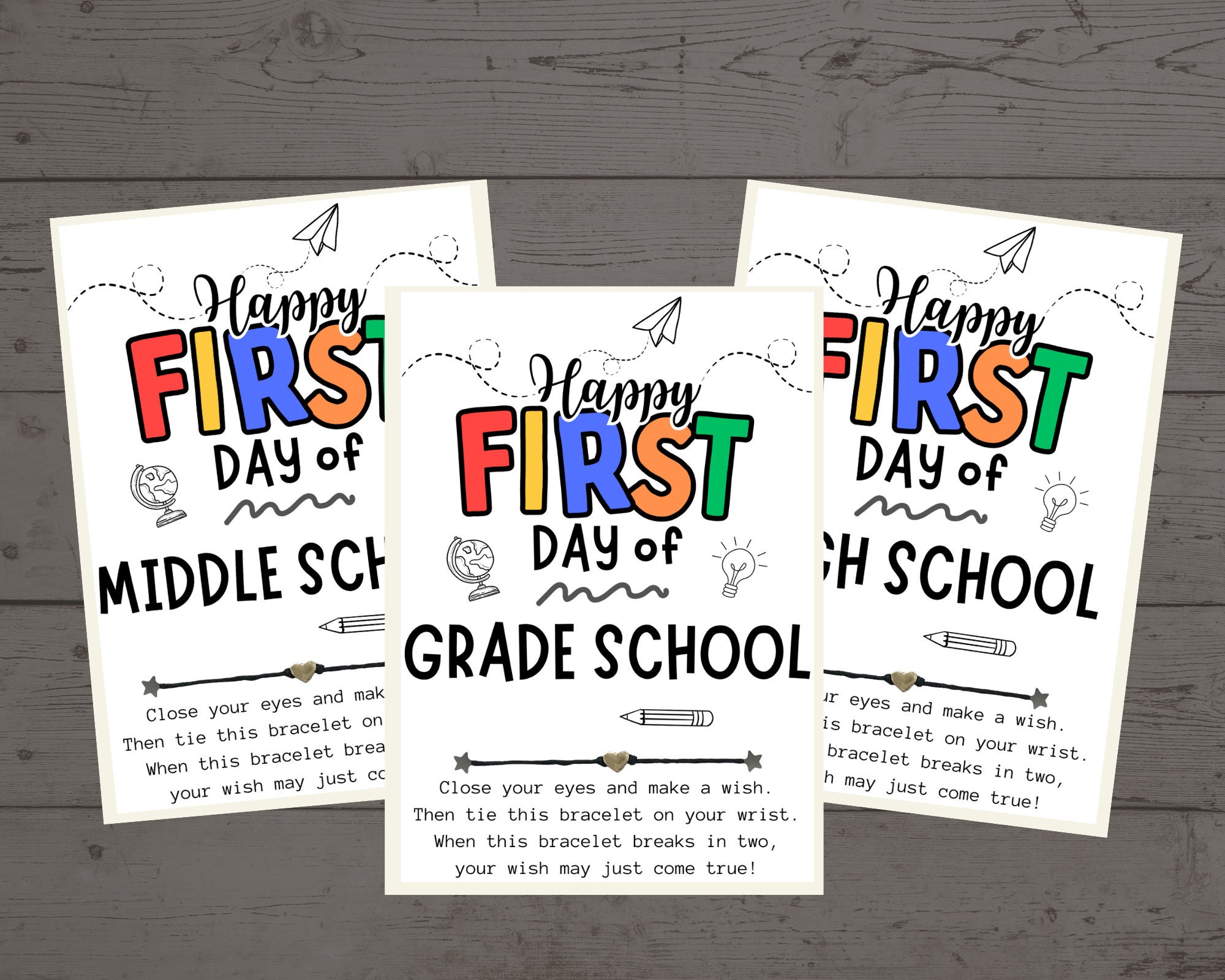 Happy FIRST Day of School Gift, Wish Bracelet, Back to School Gifts ...